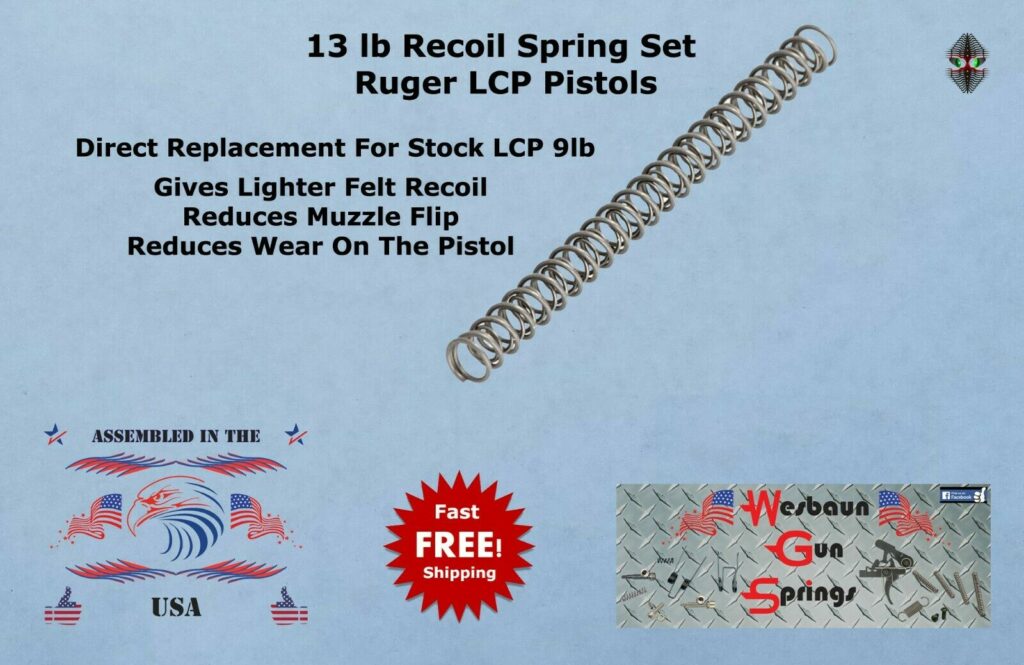 13 Lb Recoil Spring Set Fits Ruger LCP Pistols - Wesbaun Gun Springs